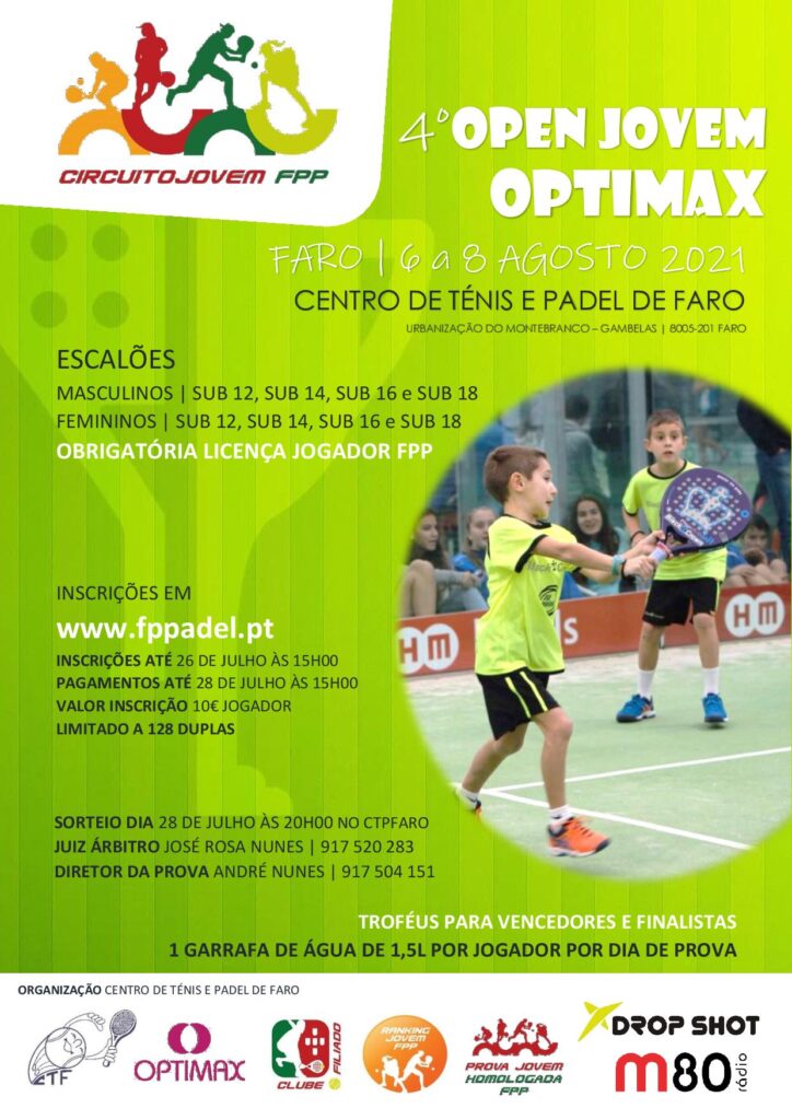 4º Open Jovem Optimax 6 - 8 AGOSTO 2021 - Centro de Ténis Faro